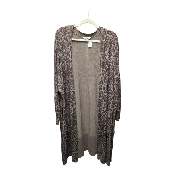 Terra & Sky | Sweaters | Terra Sky Animal Print Cardigan Brown And ...